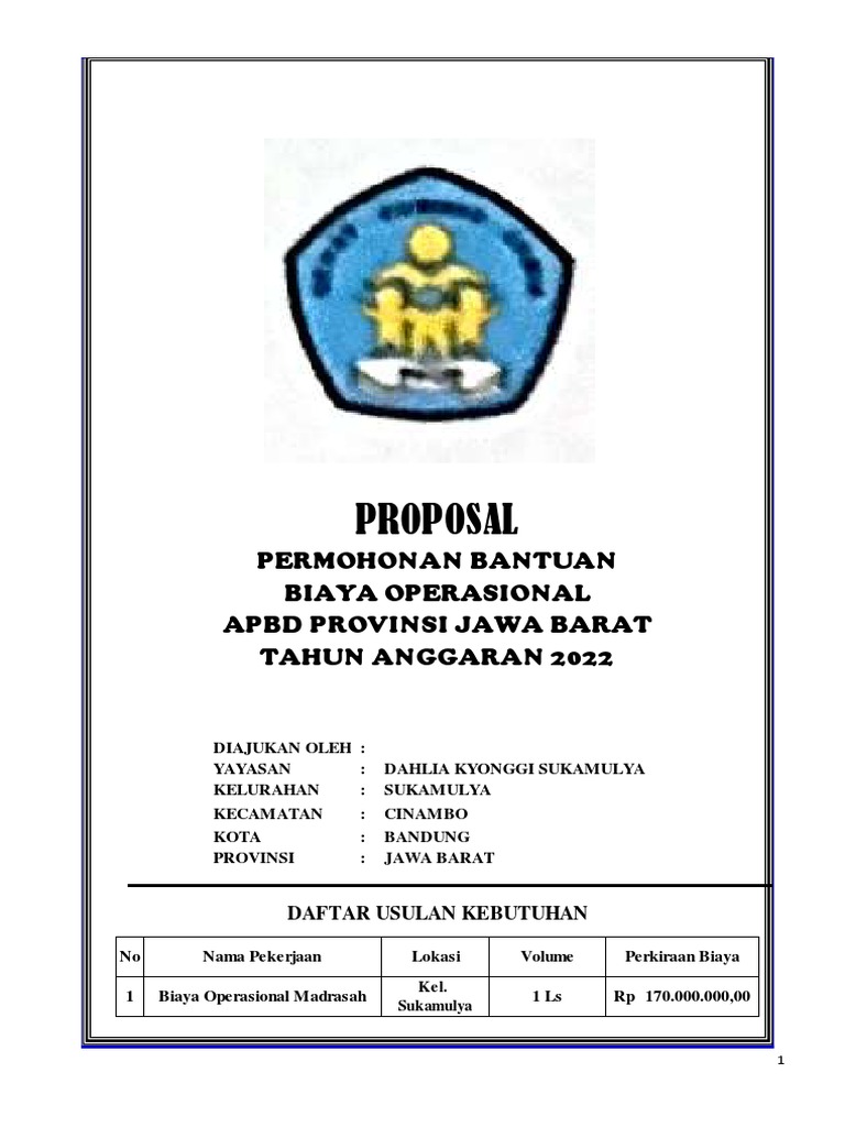 Proposal Usulan BOP KYONGGI | PDF