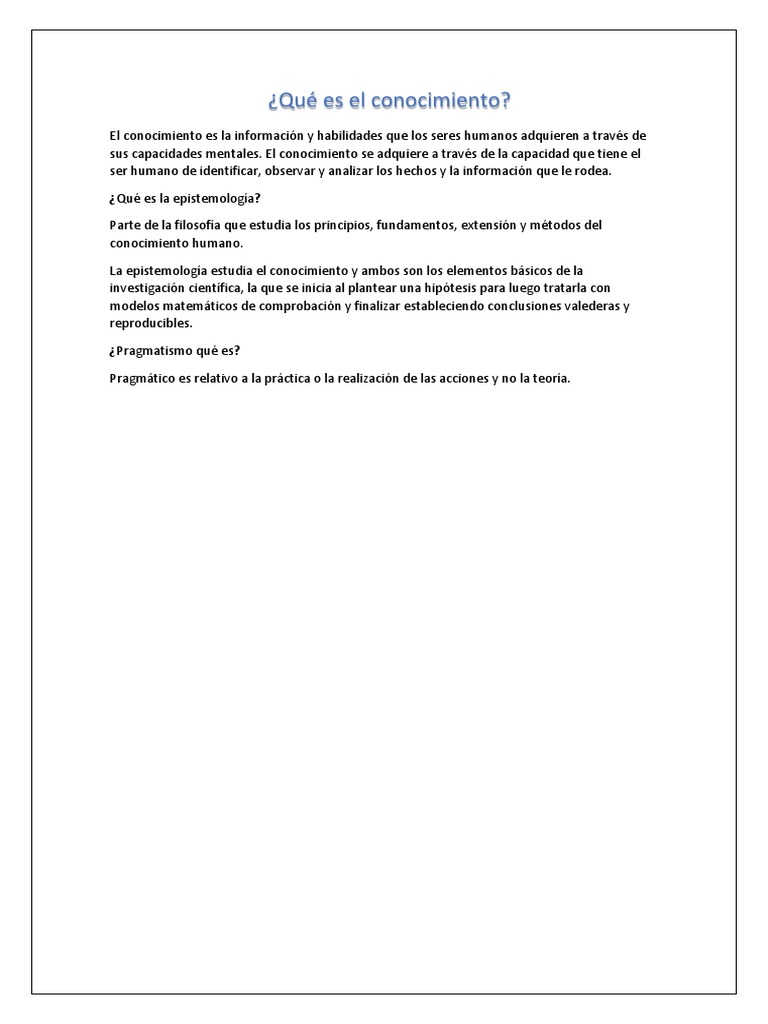 Definición de conocimiento y epistemología | PDF