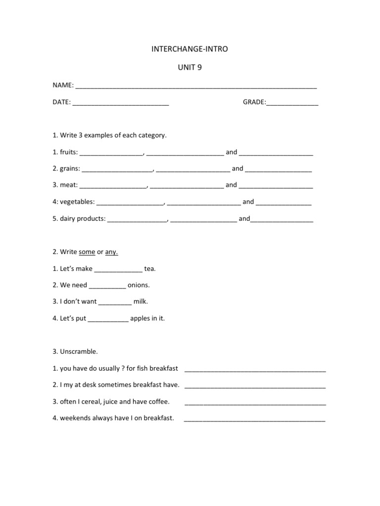 Interchange Intro Unit 9 | PDF