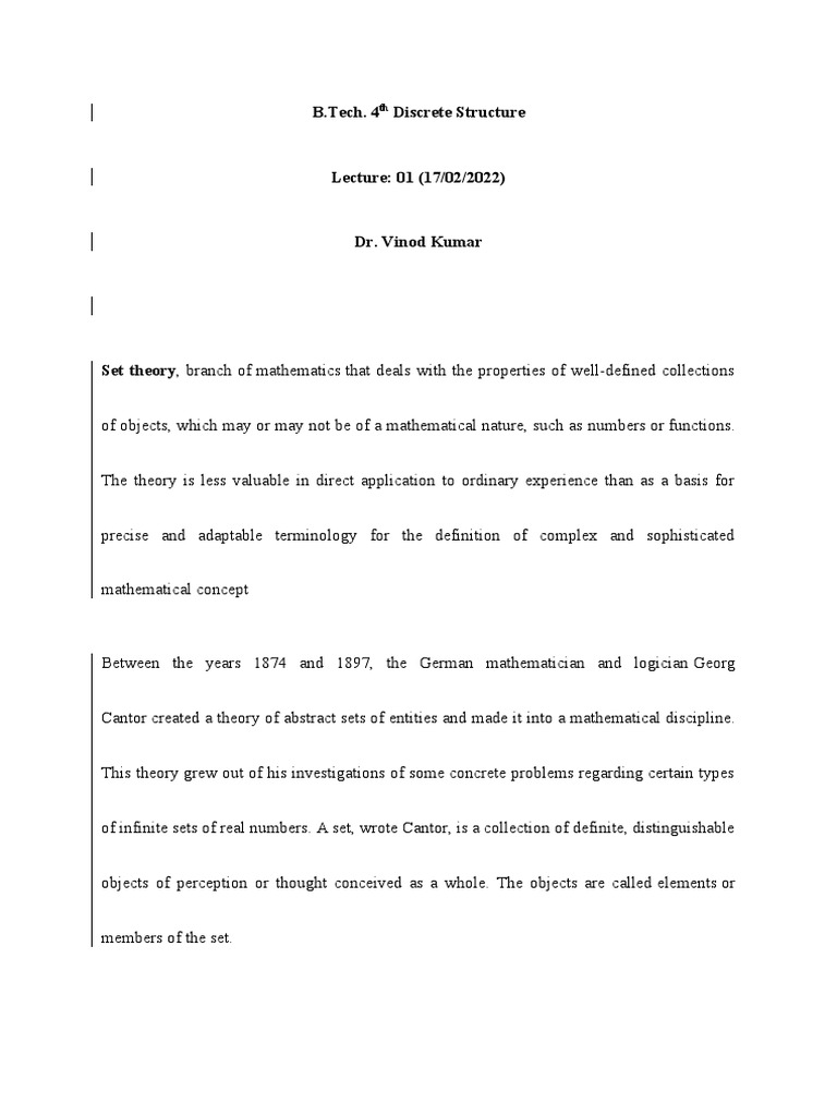 BTech 4th Lecture Notes Sets | Download Free PDF | Set (Mathematics ...