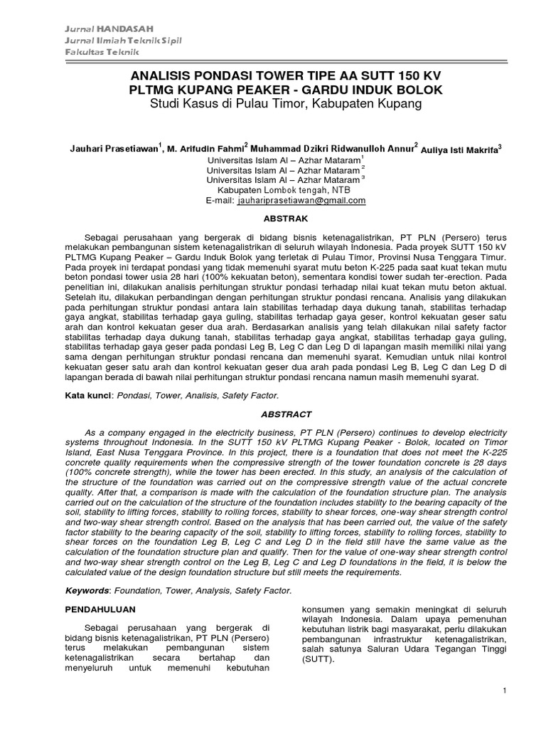 Analisis Pondasi Tower SUTT 150 kV | PDF