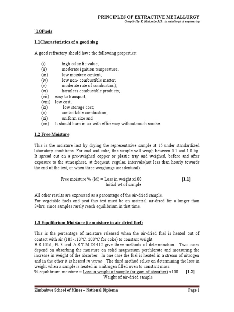 Principles of Extractive Metallurgy - Docx - Copy | PDF | Thermal ...