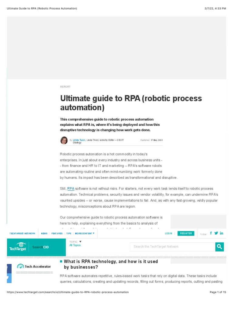 Ultimate Guide To RPA (Robotic Process Automation) | PDF | Business ...