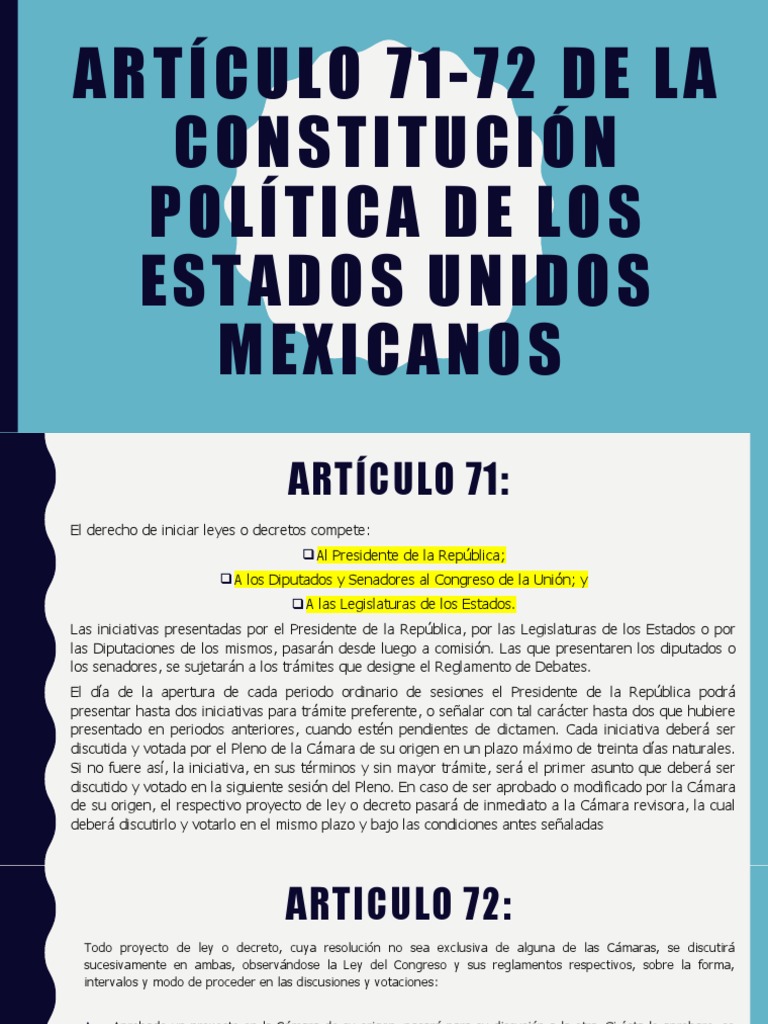 Artículos 71 y 72 de la Constitución Mexicana | PDF | Legislador | Justicia