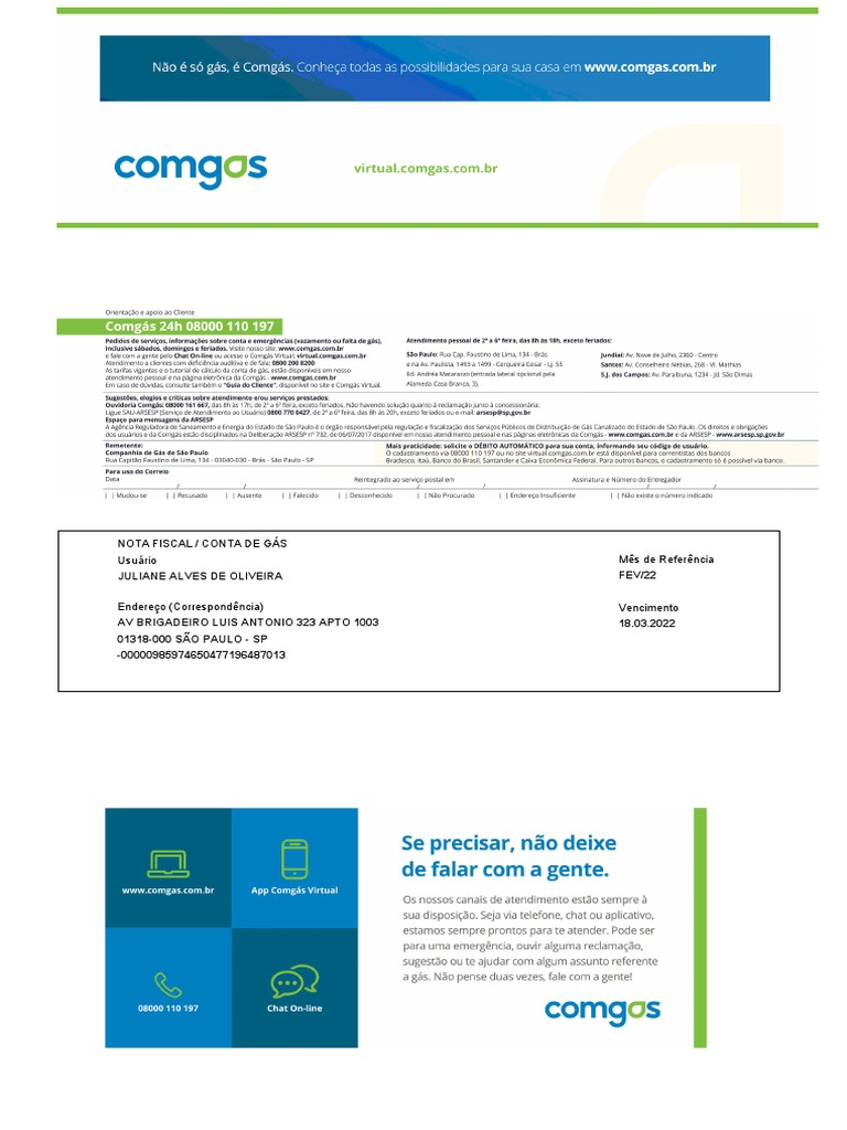 Comprovante de Gas | PDF