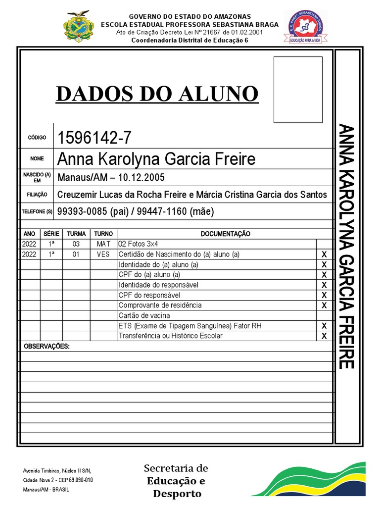 Capa para Processo - ALUNO | PDF | Documento