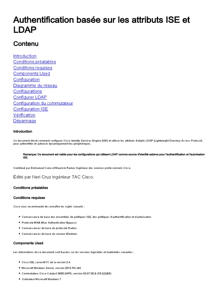 Authentification ISE avec LDAP | PDF | Rayon (géométrie) | Réseau ...