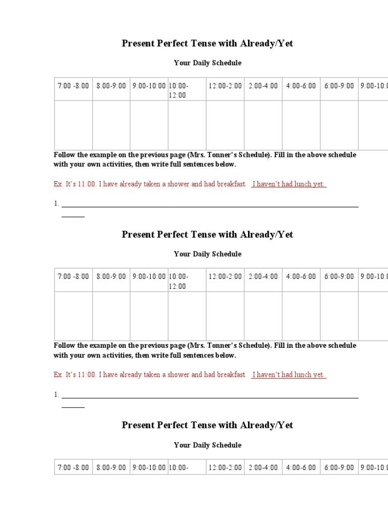 Present Perfect Tense With Already/Yet | PDF | Linguistics | Language ...