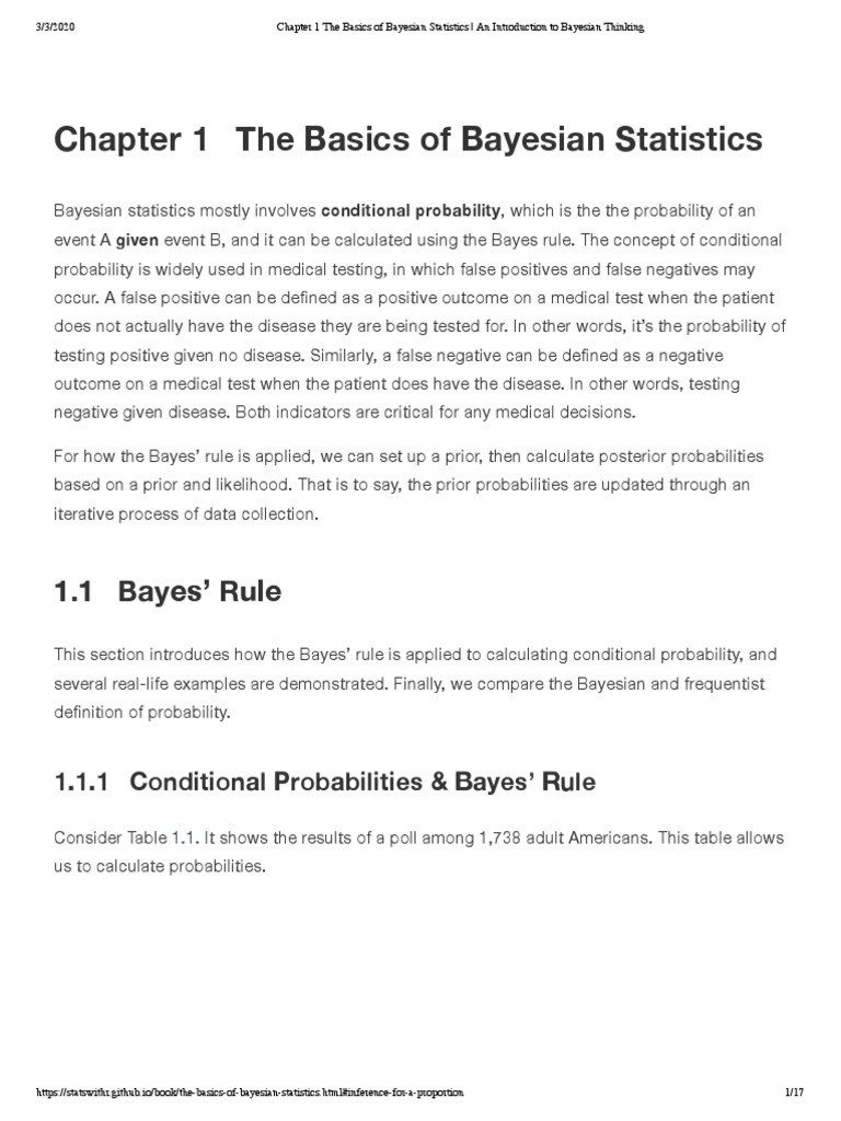 Chapter 1 The Basics Of Bayesian Statistics An Introduction To Bayesian Thinking Pdf