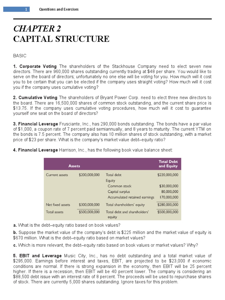 Chapter2_Exercises | PDF | Capital Structure | Bonds (Finance)