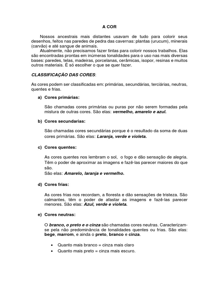 Texto - A Cor | PDF | Cor | Vermelho