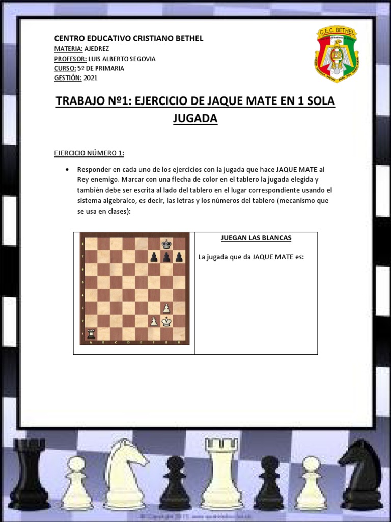 1 Ejercicios de Jaque Mate en 1 Sola Jugada | PDF