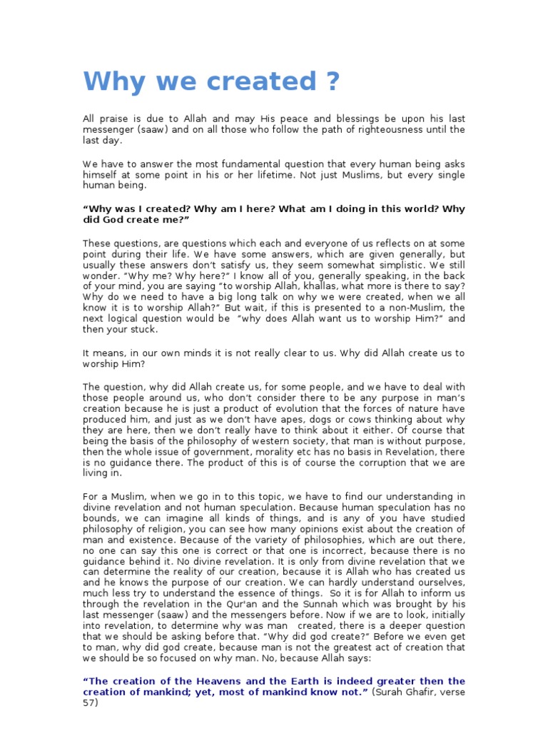 Understanding Our Purpose of Creation | PDF | Revelation | Genesis ...