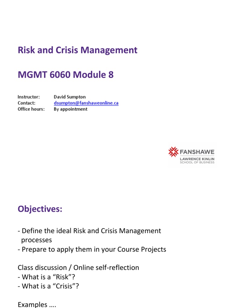Module 8 Risk and Crisis Management | PDF | Risk | Risk Management