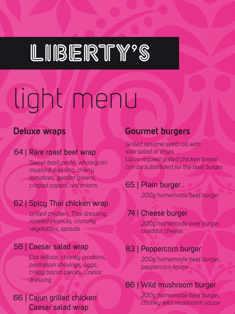 Liberty Menu | PDF | Hamburgers | Salad