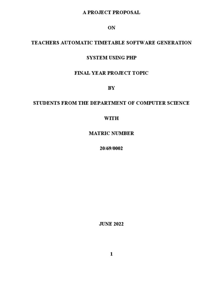 An Automated Teachers Timetable Generation System Using PHP: A Project ...