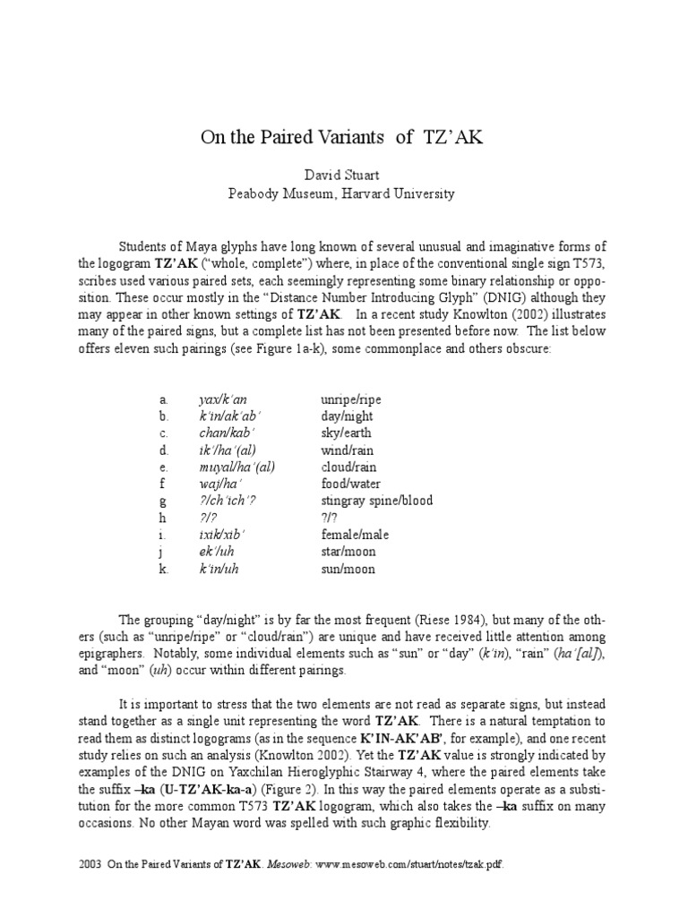 On The Paired Variants of TZAK | PDF | Human Communication | Maya Peoples