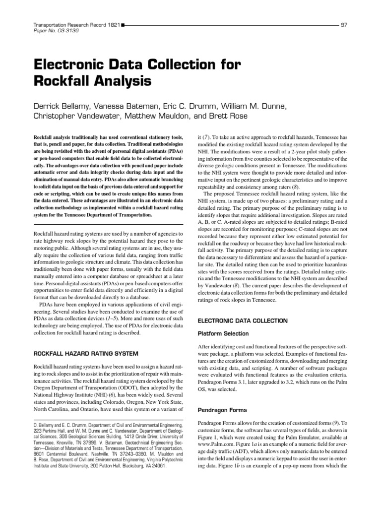Electronic Rockfall Data Collection System | PDF | Microsoft Access ...