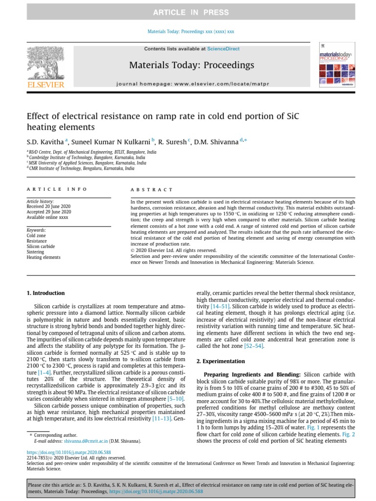 Effect of Electrical Resistance On Ramp Rate in Cold End Portion of SiC ...