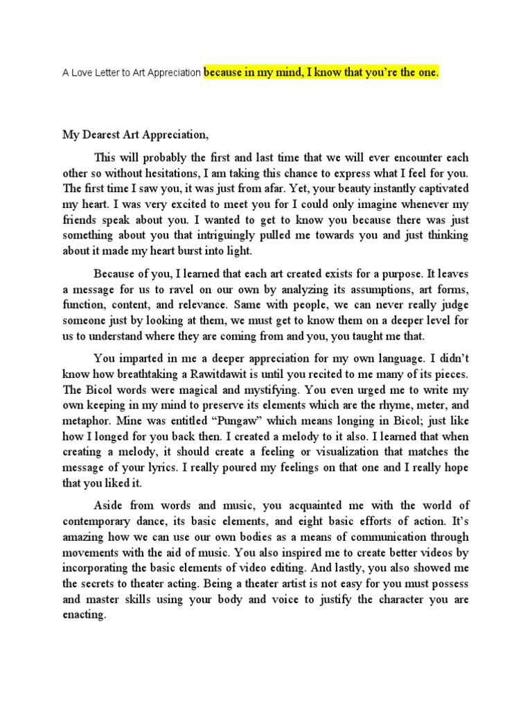 A Love Letter To Art Appreciation | PDF