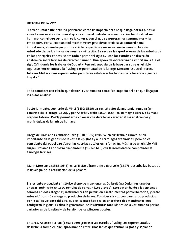 Evolución Histórica de la Voz Humana | PDF | Voz humana | Laringe