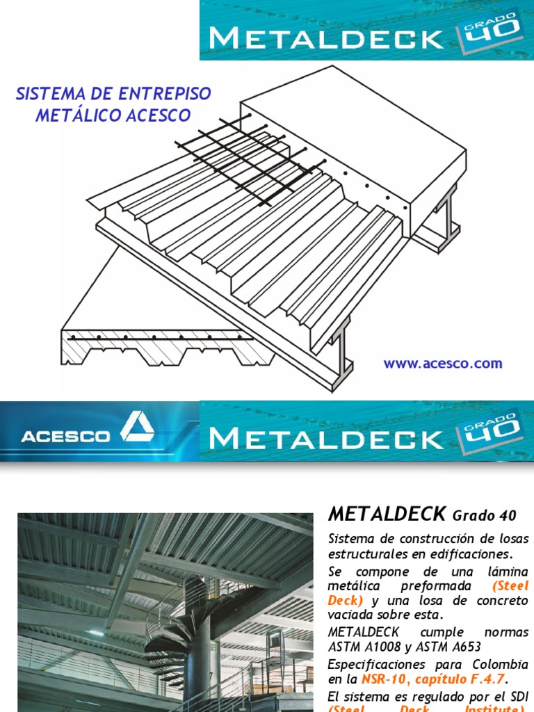 Aspectos Constructivos e Instalación de Metaldeck - ACESCO | PDF | Tornillo | Hormigón
