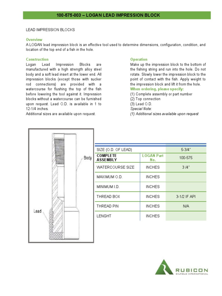 100-575-003 - Logan Lead Impression Block | PDF