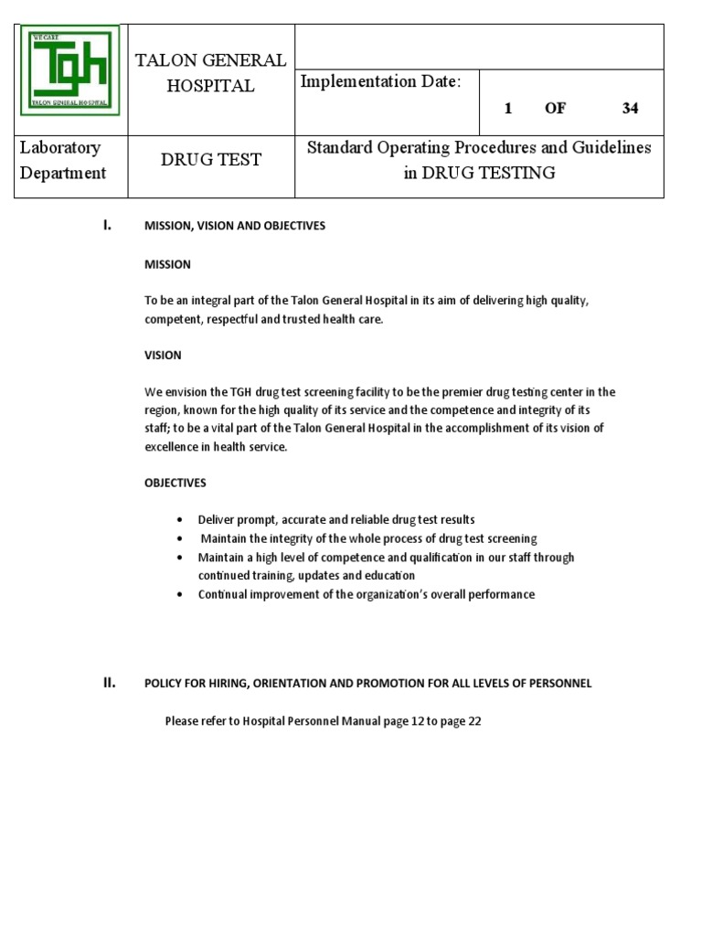 Sop Drug Test LMM | PDF | Drug Test | Calibration