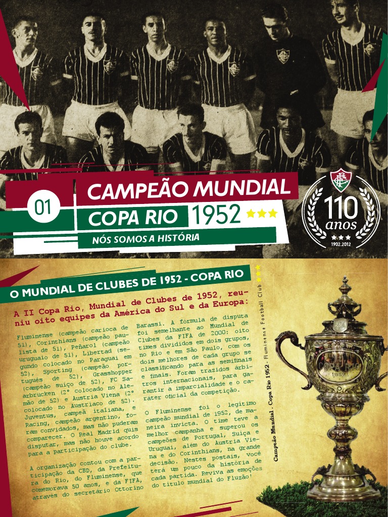 Fluminense Campeão Mundial - Copa Rio 1952 - Postal - 01 - Resumo | PDF ...