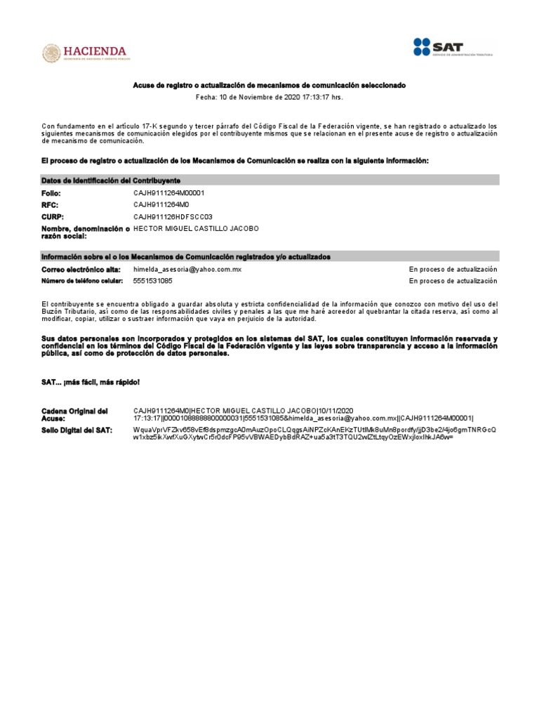 Acuse Modifica Medio | PDF | Derecho