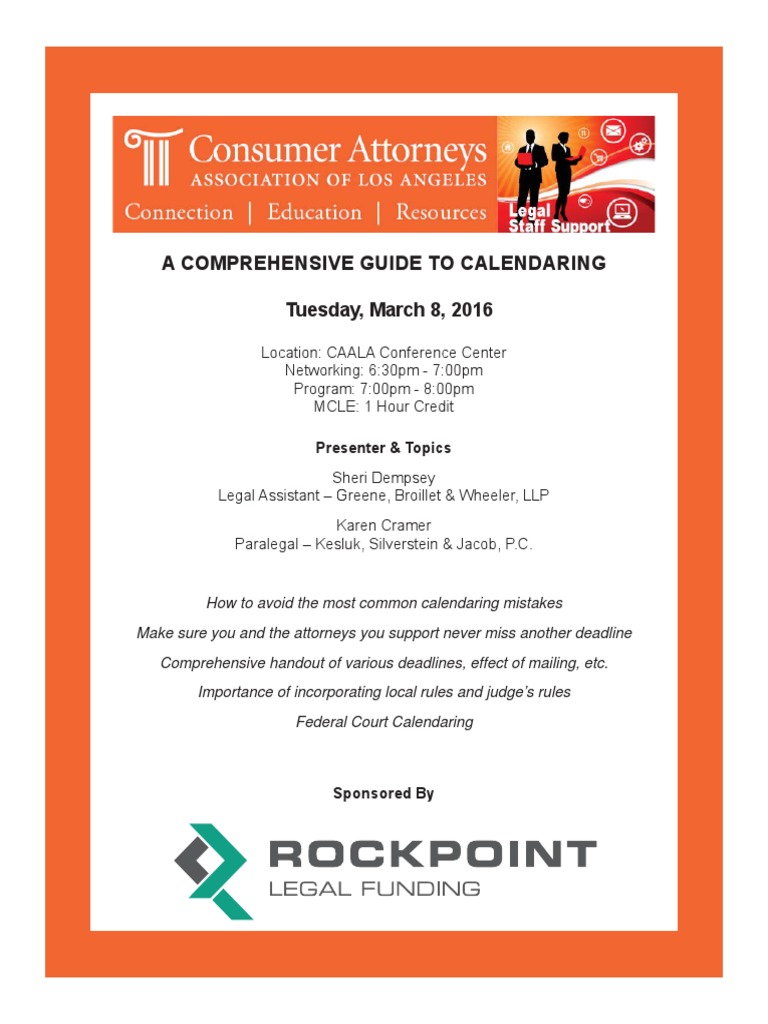 Legal Staff Handout - Guide To Calendaring 3.8.16 | PDF | United States ...