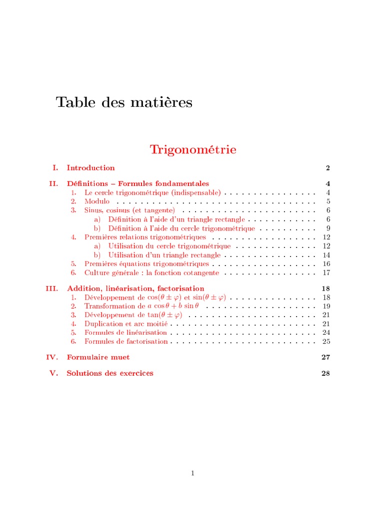 TS 01 Trigo | PDF | Fonction trigonométrique | Angle