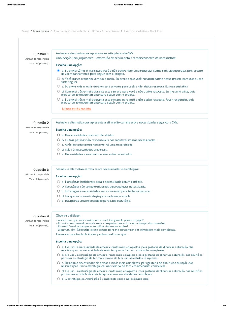 CNV - Exercício Avaliativo - Módulo 4 | PDF