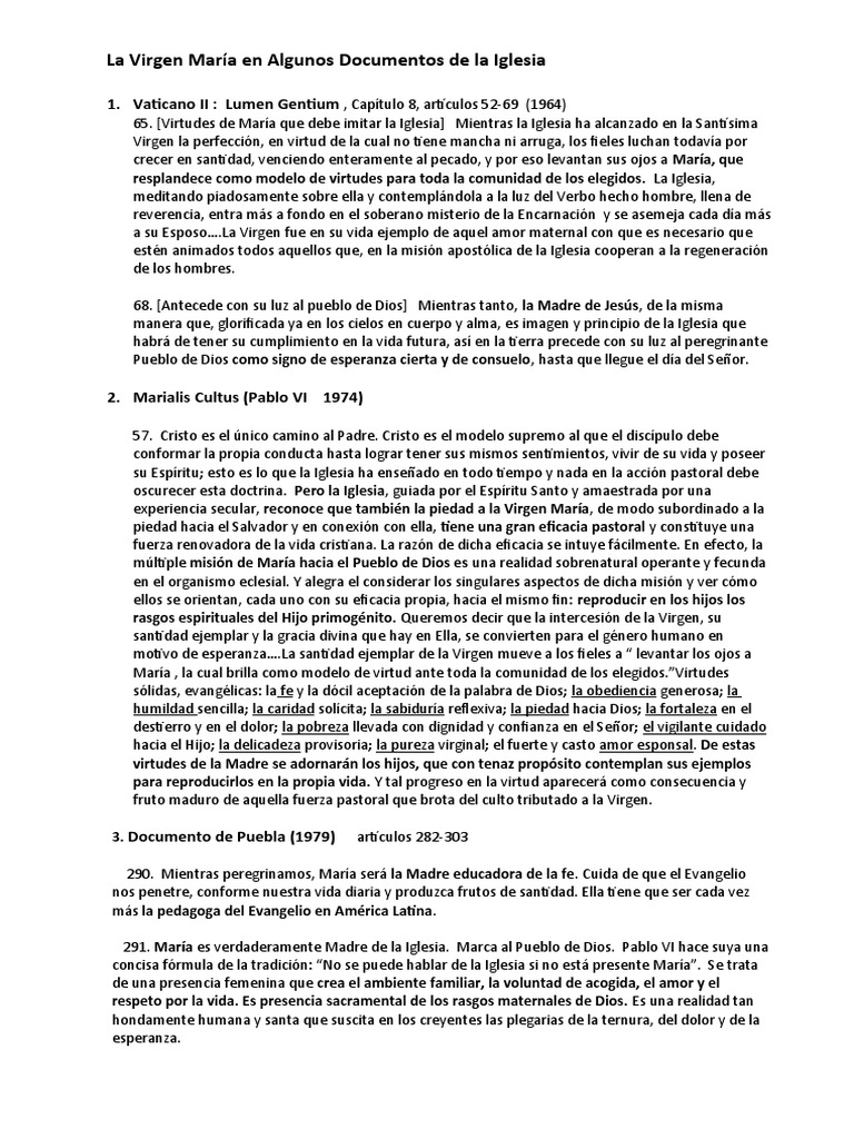 La Virgen María en Algunos Documentos de La Iglesia | PDF | María ...