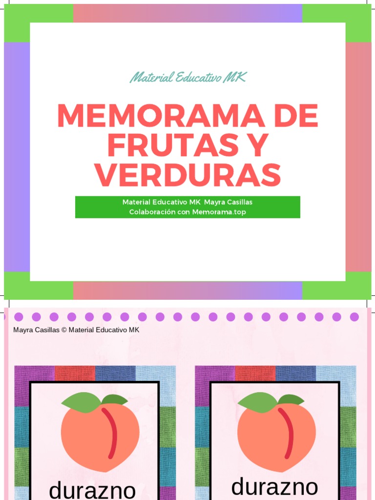 Memorama de Frutas y Verduras Min | PDF | Cocina de las Americas ...