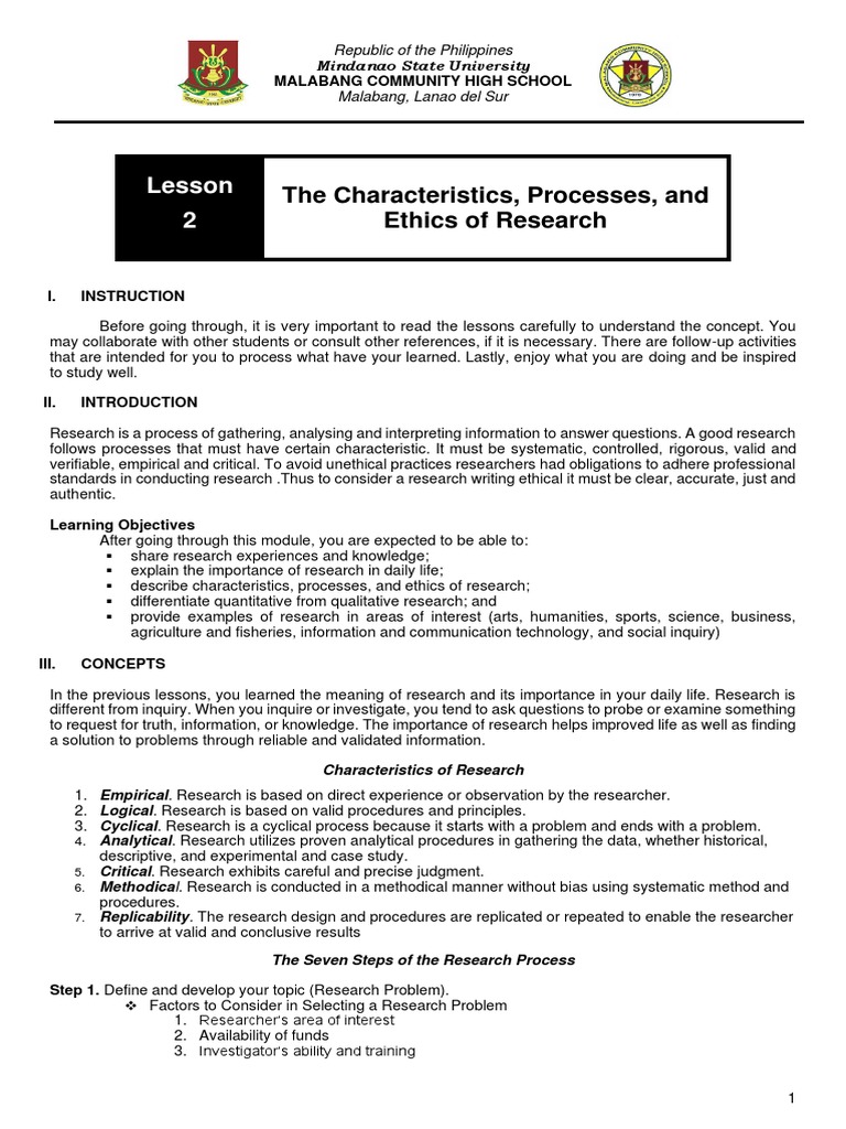 PR1 Lesson 2 | PDF | Qualitative Research | Science