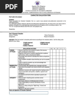 Character Evaluation Form | PDF | Evaluation | Teachers