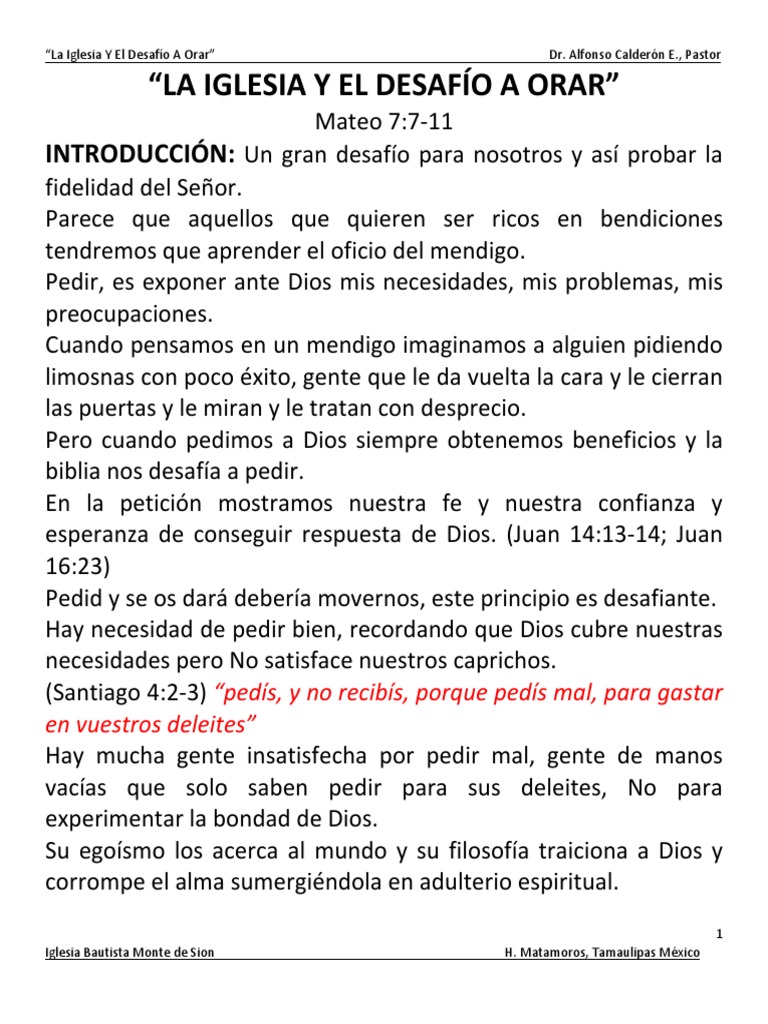 La Iglesia y El Desafio A Orar | PDF | Oración | Creencia religiosa y doctrina