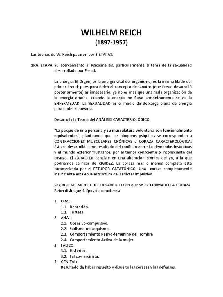 Análisis del carácter en Wilhelm Reich | PDF | Wilhelm Reich | Tórax