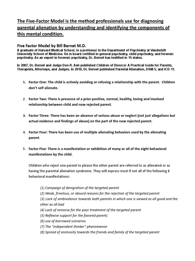 Bernet 2020 Five-Factor Model With Cover Page | PDF | Diagnostic And ...