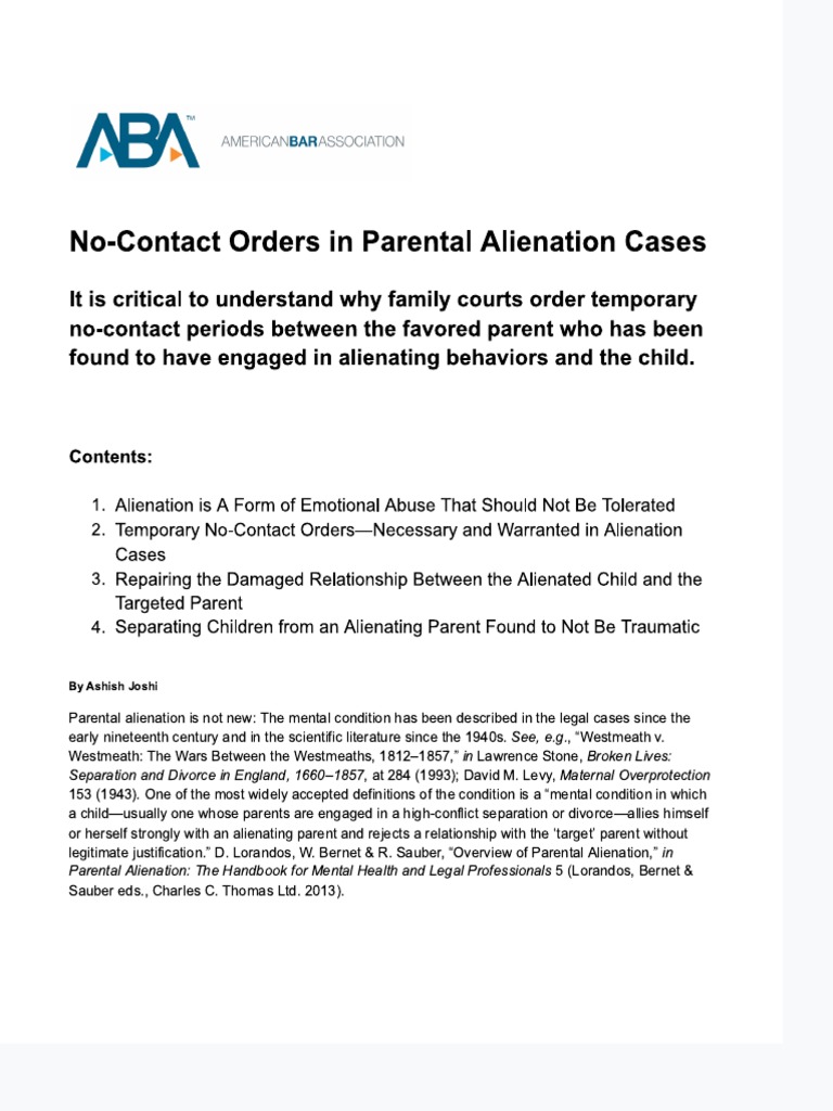 No-Contact Orders in Parental Alienation Cases 2 | PDF