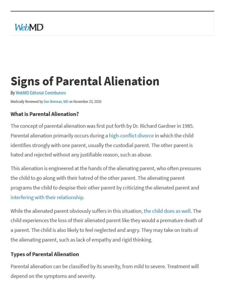 Parental Alienation - 3 Signs To Look For | PDF | Behavioural Sciences ...
