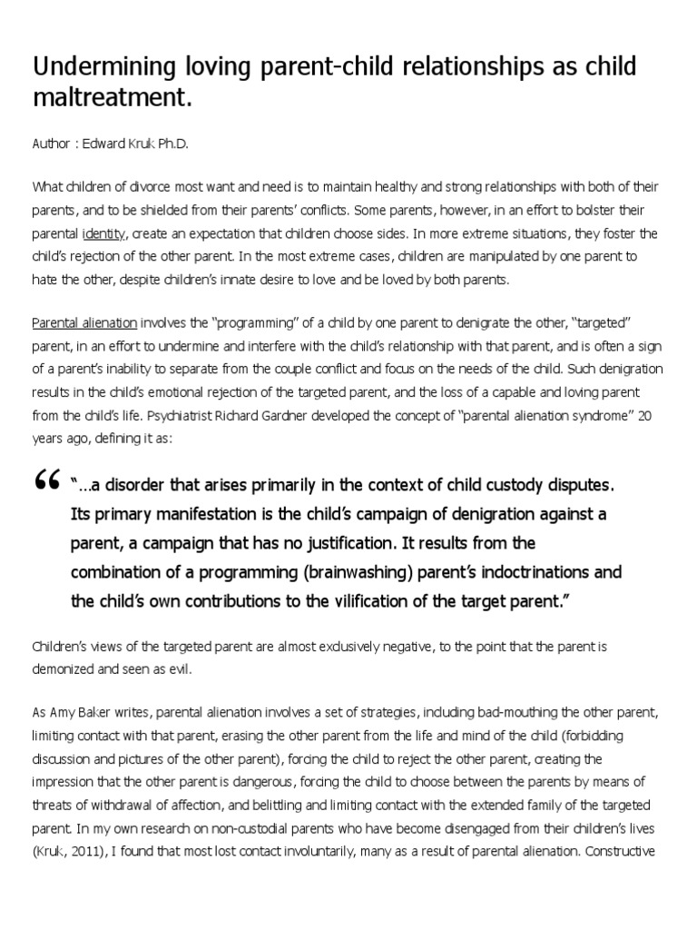 Parental Alienation: Effects on Children | PDF | Human Life Stages ...