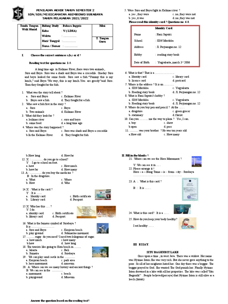 Pat BHS Inggris Kelas 5 SMT 2 2021-2022 | PDF