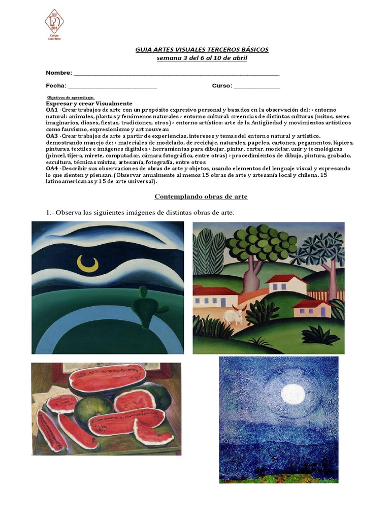 Guia 3 de Artes Semana 3â° | PDF | Dibujo | Pinturas