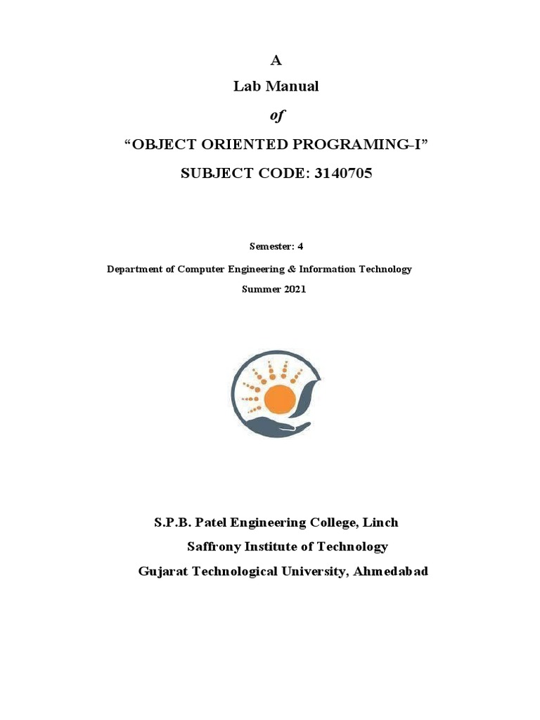 43 Ce Shreyash Patel 1 3140705 Oop I Lab Manual | PDF | Method (Computer Programming) | Class ...