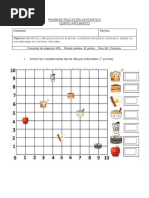 Prueba de Matemáticas 4° Plano de Coordenadas y Pares Ordenados | PDF