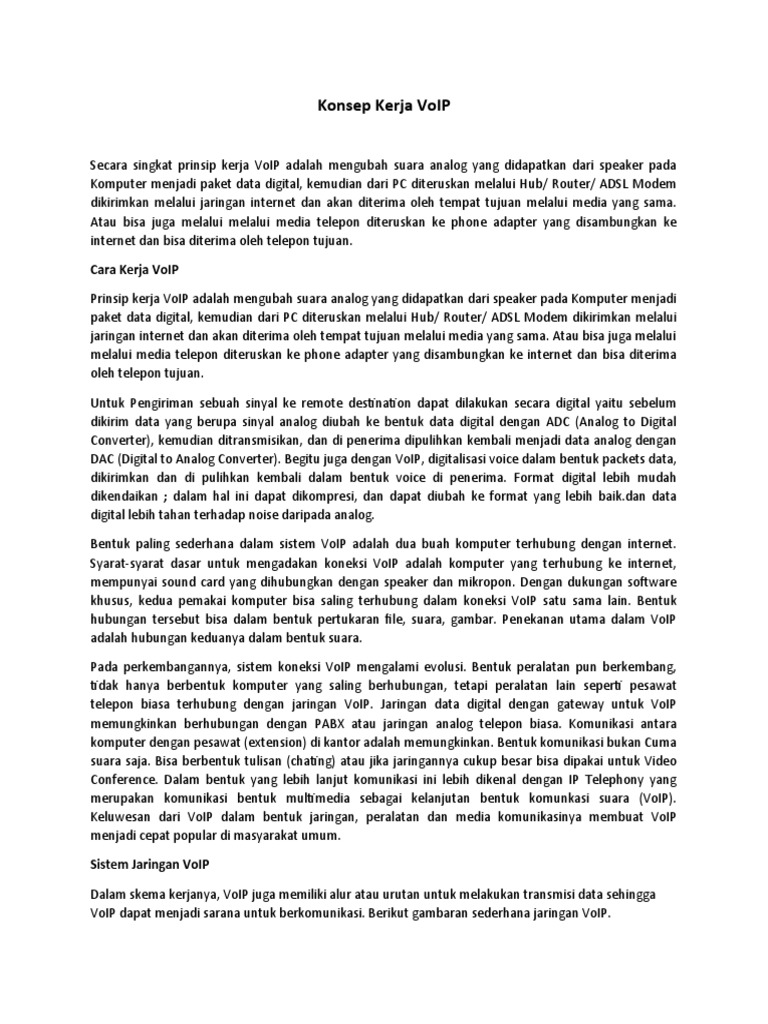 Konsep Kerja VoIP | PDF