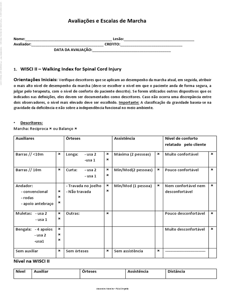 Avaliacao de Marcha Wisci Especifica CR | PDF