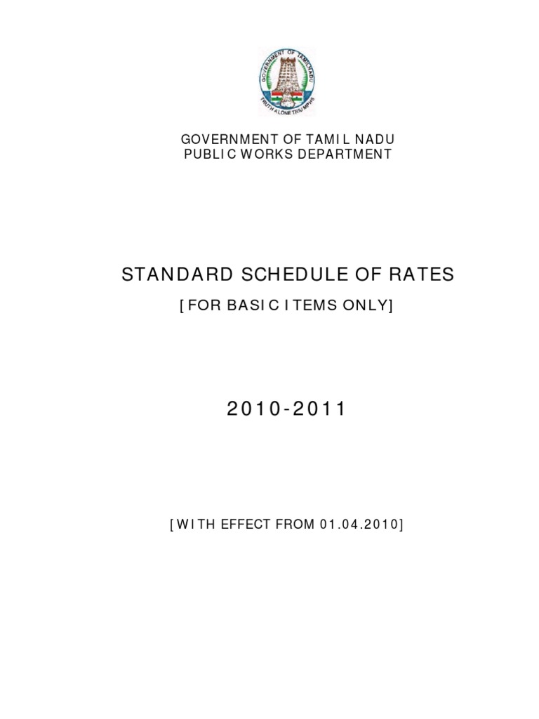 Tamil Nadu PWD Schedule of Rates 2025-26 | PDF | Mortar (Masonry) | Tile